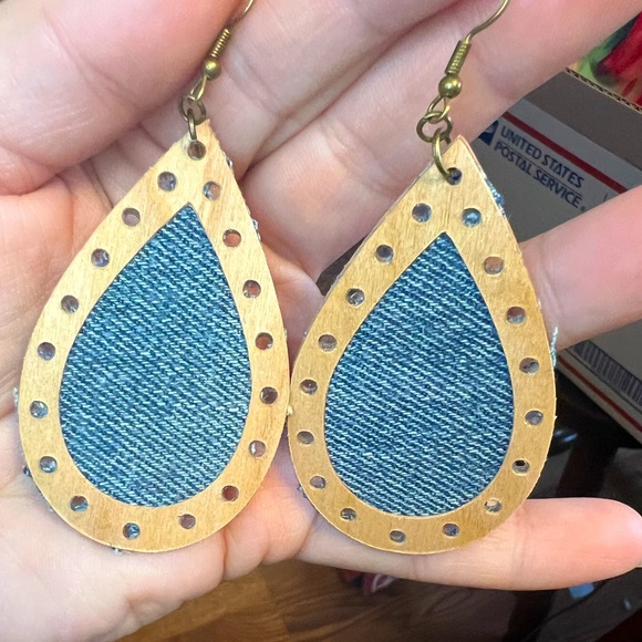 Hand Crafted | Jewelry | Handcrafted Boho Denim And Cherry Wood Veneer ...